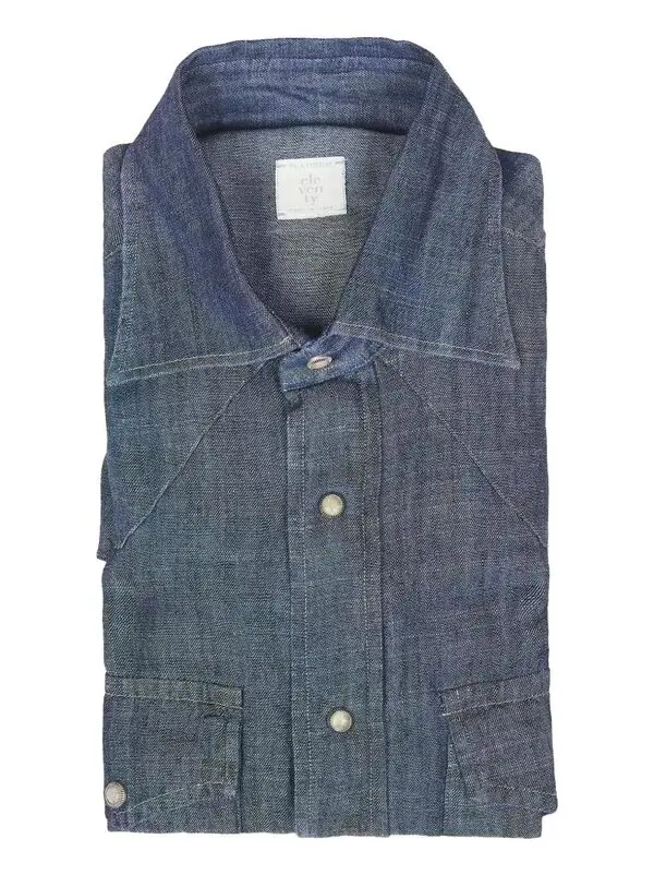 Eleventy Pocket Buttoned Shirt - Blue