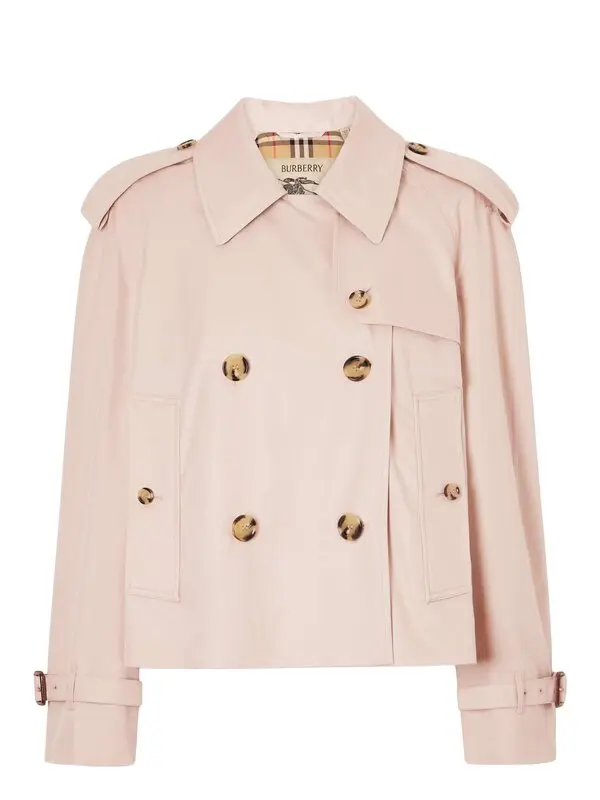 Burberry Belted Cotton Gabardine Cropped Trench Jacket - Baby Pink