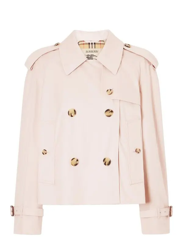 Burberry Belted Cotton Gabardine Cropped Trench Jacket - Pink