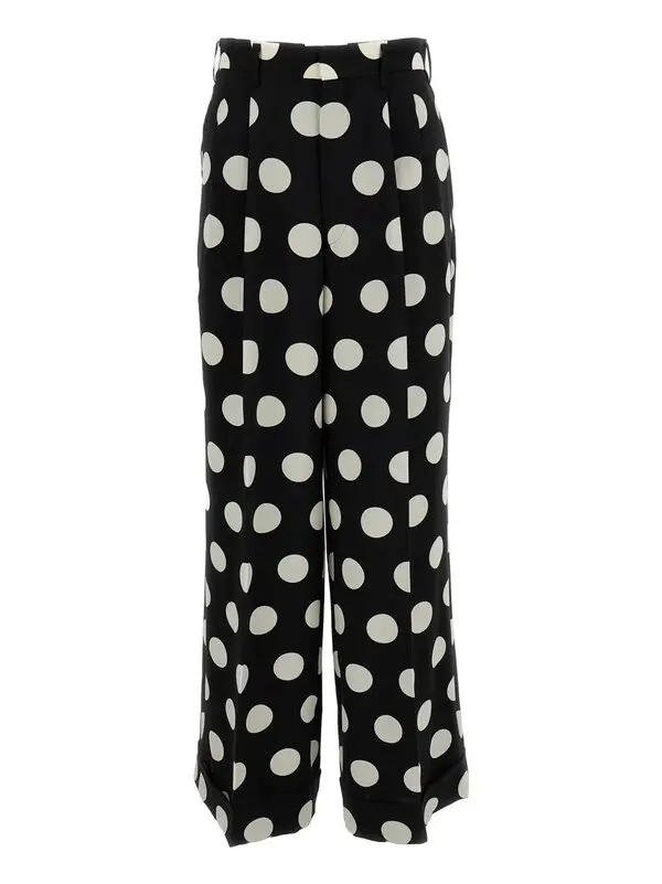 Junya Watanabe Wide-leg Polka Dot Trousers - Black