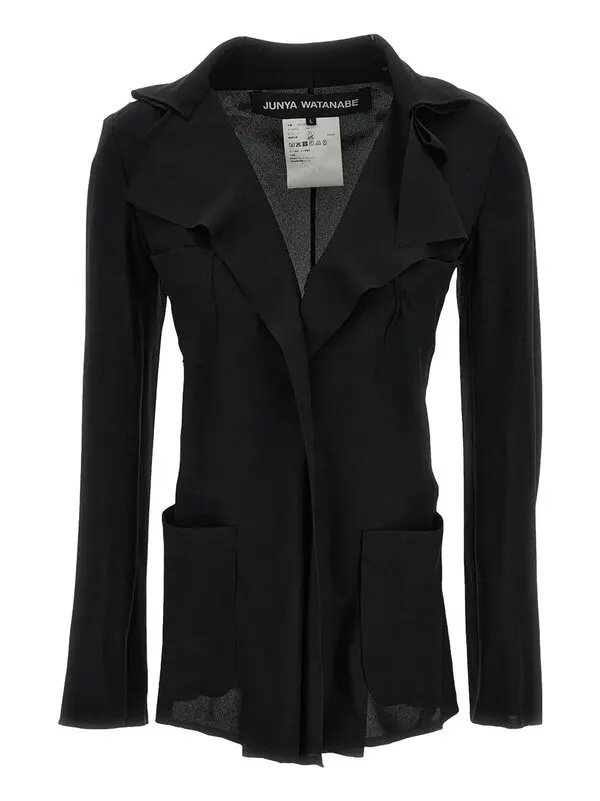 Junya Watanabe Fluid-fabric Jacket With Deconstructed Lapels - Black
