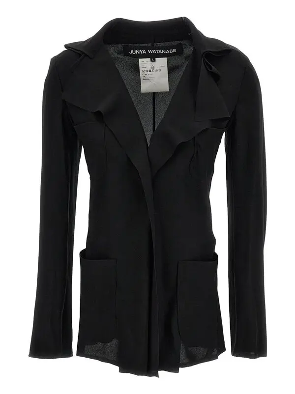 Junya Watanabe Fluid-fabric Jacket With Deconstructed Lapels - Nero