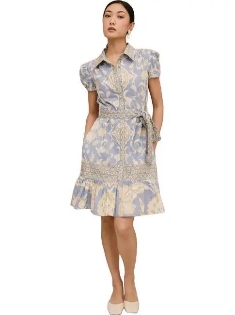 RAISHMA Etta Printed Cotton Poplin Midi Dress - Blue Tone
