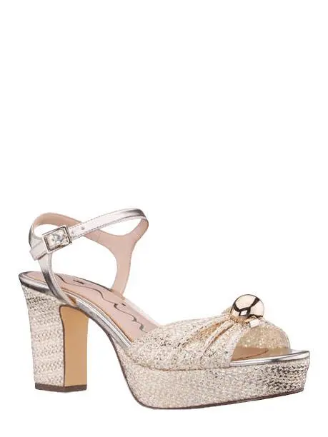 Nina Metallic Block Heel Platform Sandal - Gold