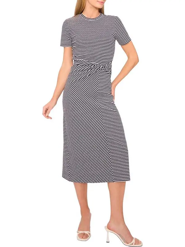 Halogen Twist Stripe T-shirt Dress - Baritone Blue