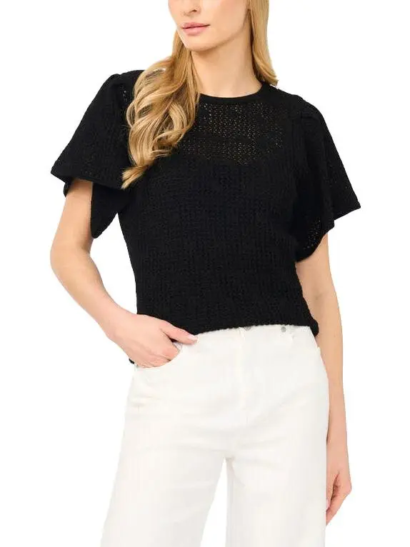 Halogen Crewneck Short Sleeve Sweater - Rich Black