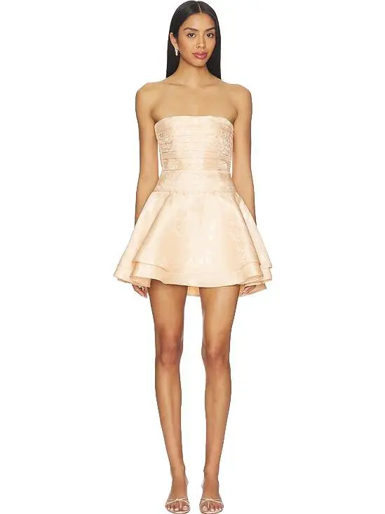 V. CHAPMAN Strapless Jacquard Dress - Lemon