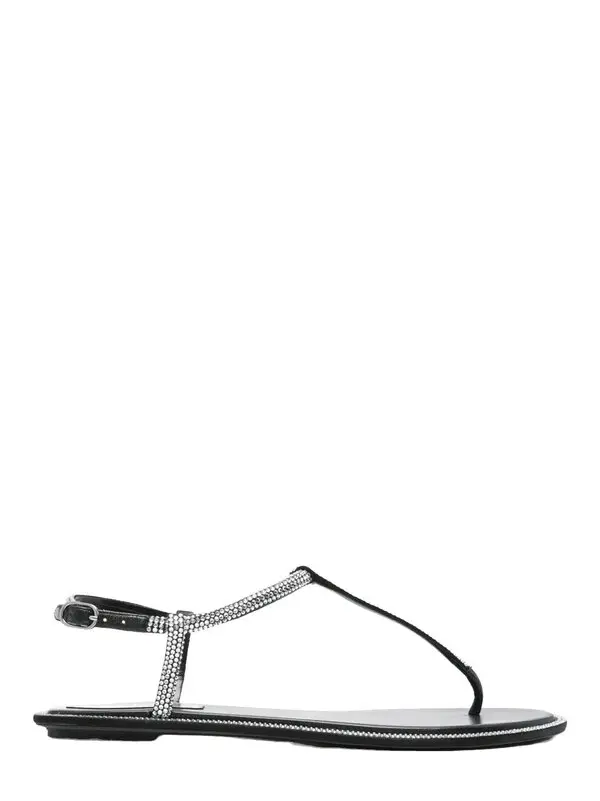 Rene Caovilla Diana Rhinestone-embellished Flat Sandals - Black