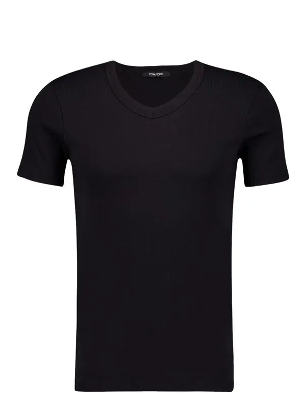 TOM FORD Cotton V-neck T-shirt - Black
