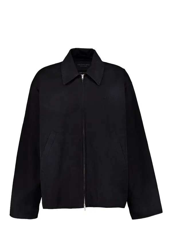 Balenciaga Zip-up Heavy Cotton Jacket - Black