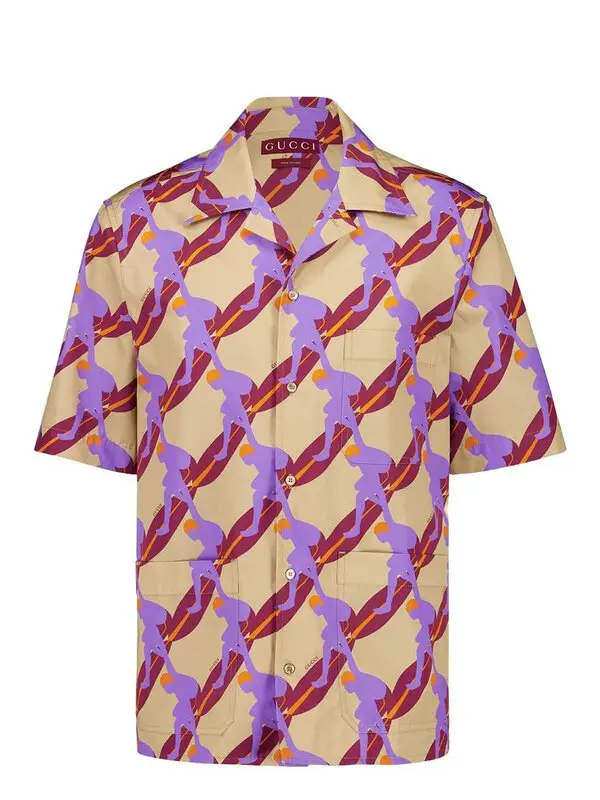 Gucci Beige Printed Cotton Shirt - Multicolour