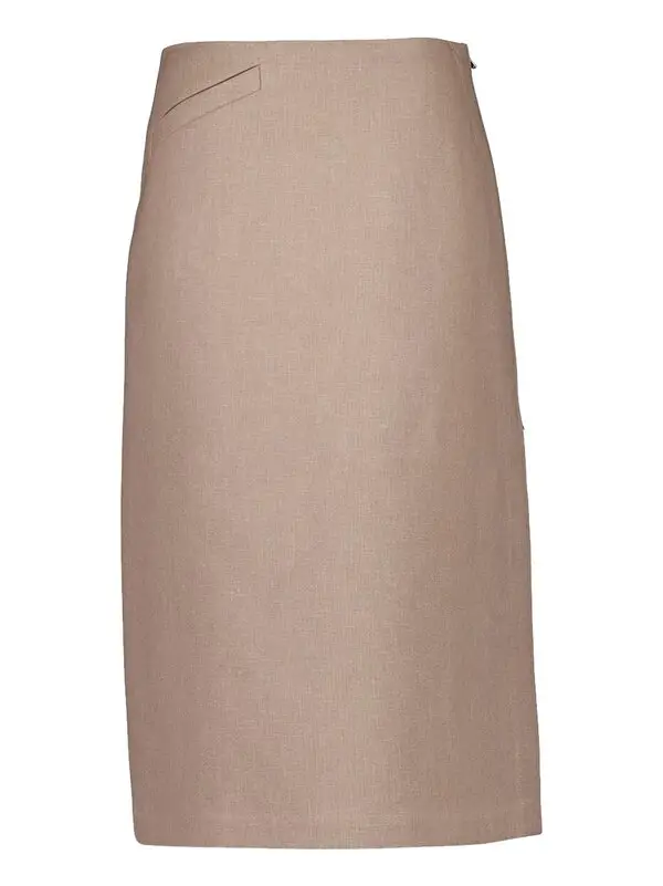 Fendi Waxed Linen Midi Skirt - Beige