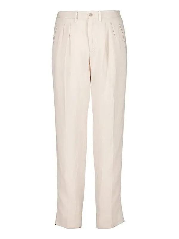 Boglioli Linen Straight Fit Trousers - Beige
