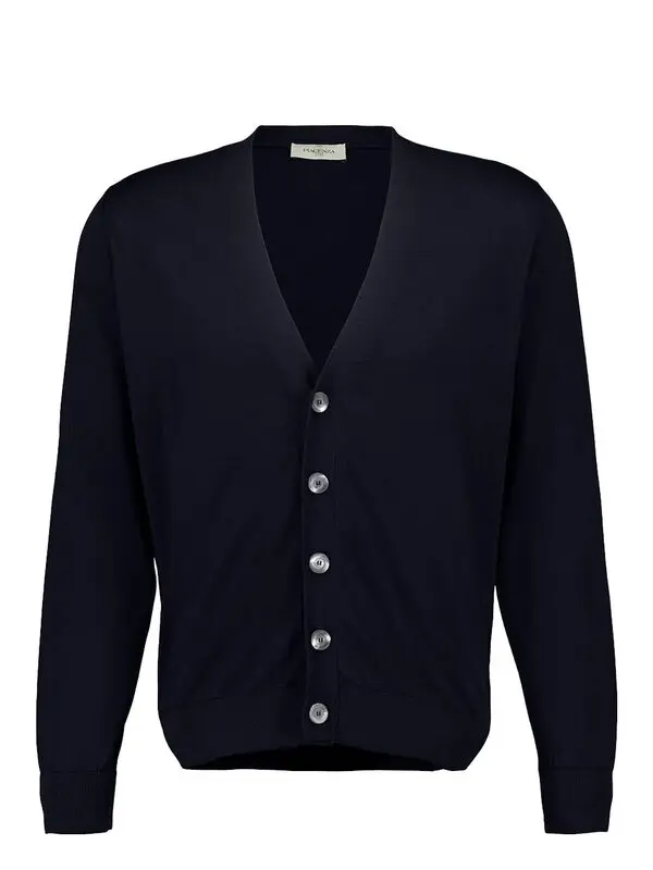 PIACENZA CASHMERE 1733 V-neck Buttoned Cotton Cardigan - Blue