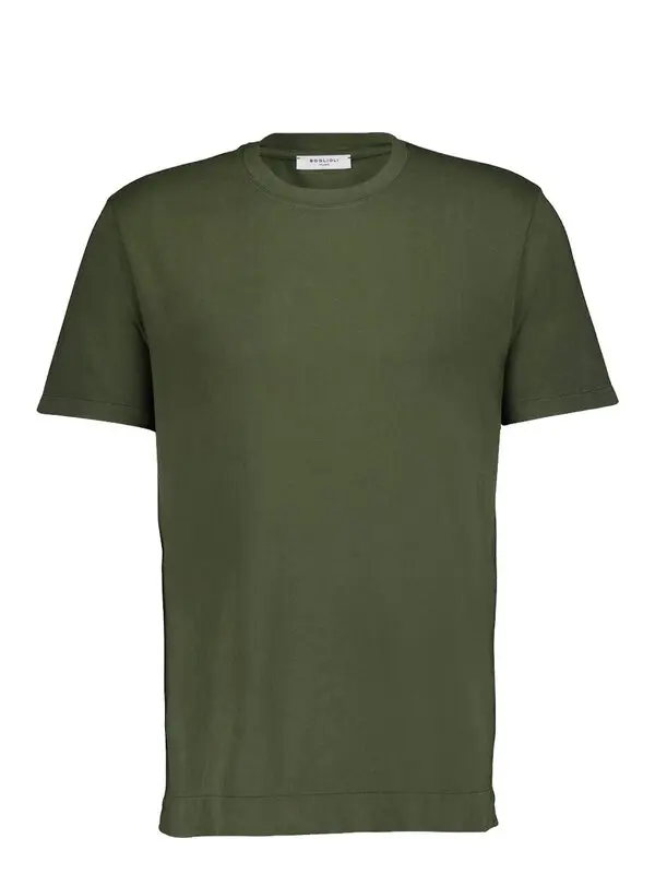 Boglioli Olive Cotton Crew Neck T-shirt - Green