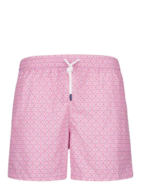 Fedeli Madeira Vintage Pattern Swim Trunk - Pink