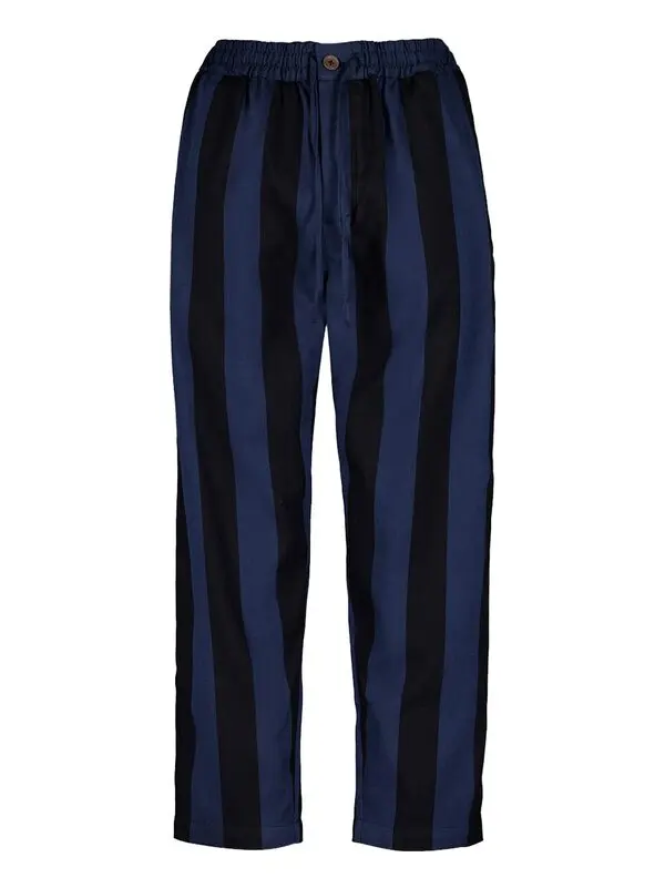 MARRAKSHI LIFE Striped Cotton Trousers - Blue