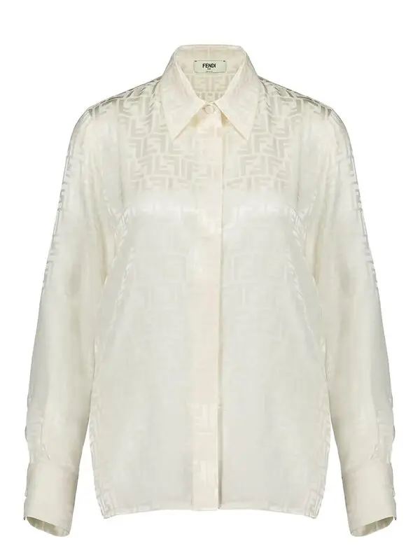 Fendi Ff Motif Silk Shirt - Cream