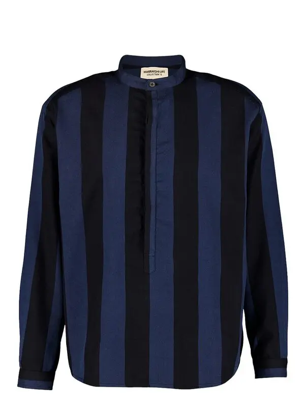 MARRAKSHI LIFE Striped Cotton Shirt - Blue