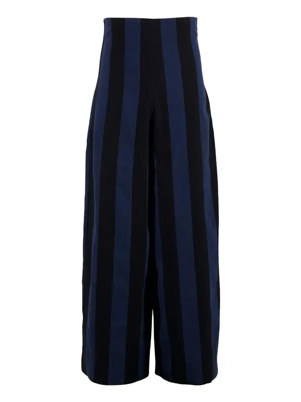 MARRAKSHI LIFE High-waist Striped Trousers - Blue