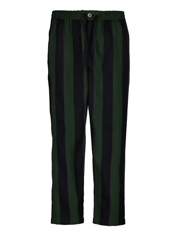 MARRAKSHI LIFE Striped Cotton Trousers - Green