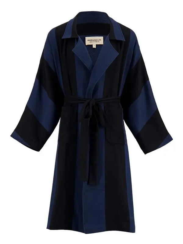 MARRAKSHI LIFE Color Blocked Belted Coat - Blue