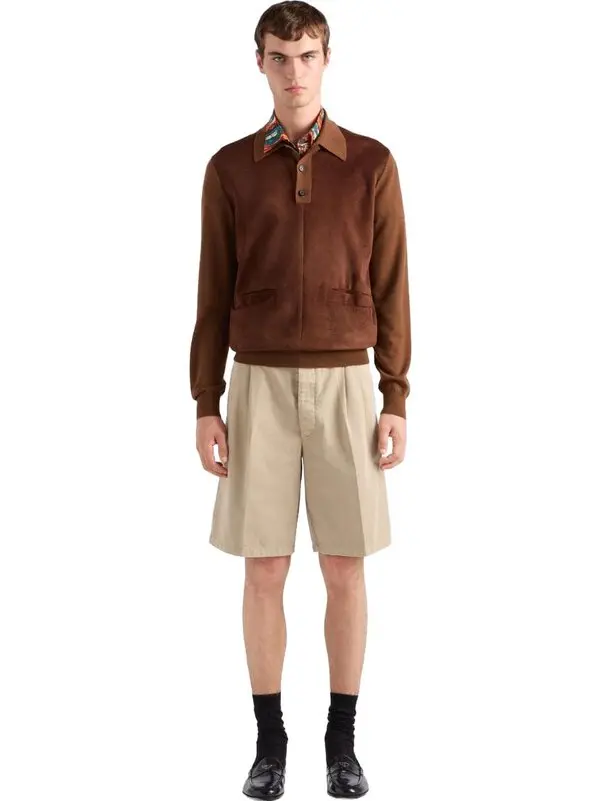 Prada Cord Cotton Bermuda Shorts - Beige