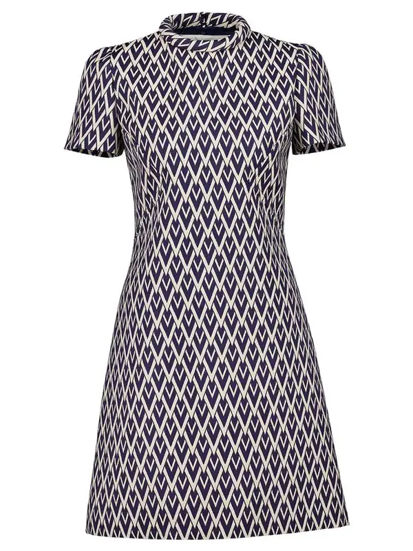 Valentino Garavani Night Short Dress In Toute La V Jacquard - Blue