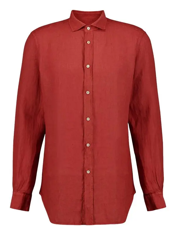 Boglioli Rustic Red Linen Shirt - Orange