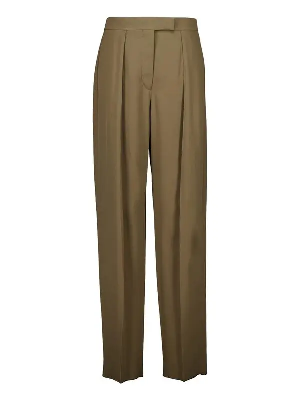 FERRAGAMO High-waisted Pleated Trousers - Green
