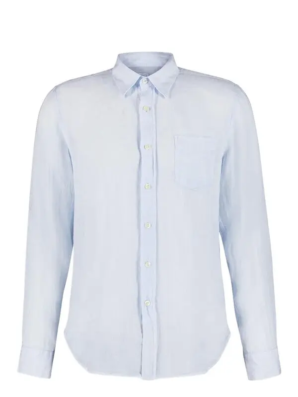 120% Lino Regular Fit Light Linen Shirt - Blue
