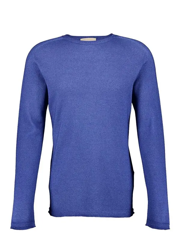 120% Lino Cashmere Crew Neck Sweater - Blue
