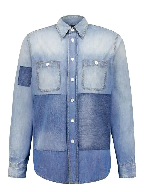 Givenchy Patchwork Denim Shirt - Blue
