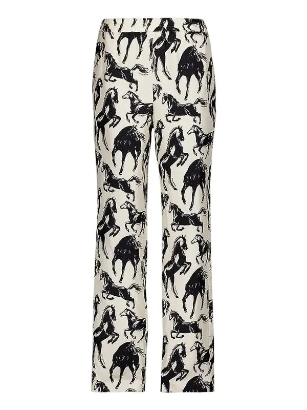 Balmain Horse-print Silk Trousers - White