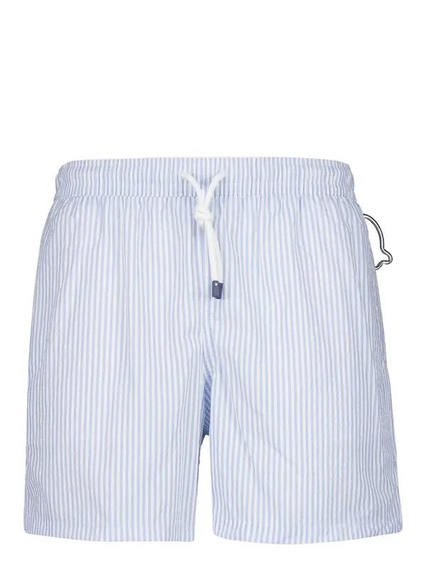 Fedeli Striped Swim Shorts - Blue