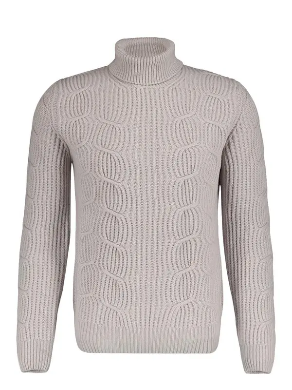 Boglioli Textured Wool Turtleneck - Beige