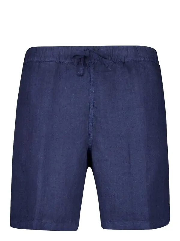 120% Lino Linen Bermuda Shorts - Blue