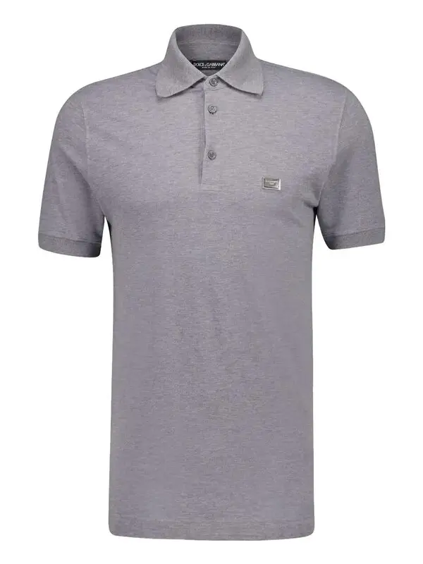 Dolce & Gabbana Cotton Piqué Polo-shirt With Branded Tag - Grey