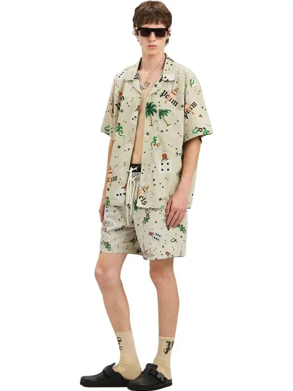 Palm Angels Ivory Pin-up Bowling Shirt - Multicolour