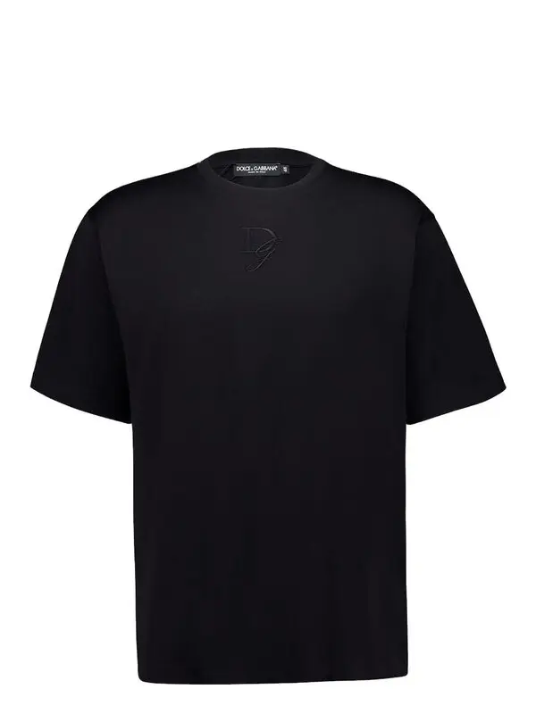 Dolce & Gabbana Cotton T-shirt With Logo Embroidery - Black