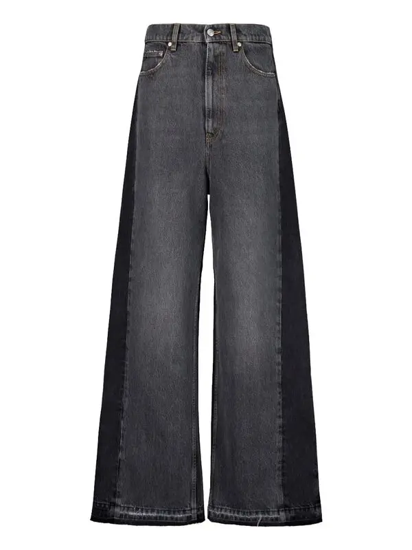 Stella McCartney Two-tone Wide-leg Denim Jeans - Black