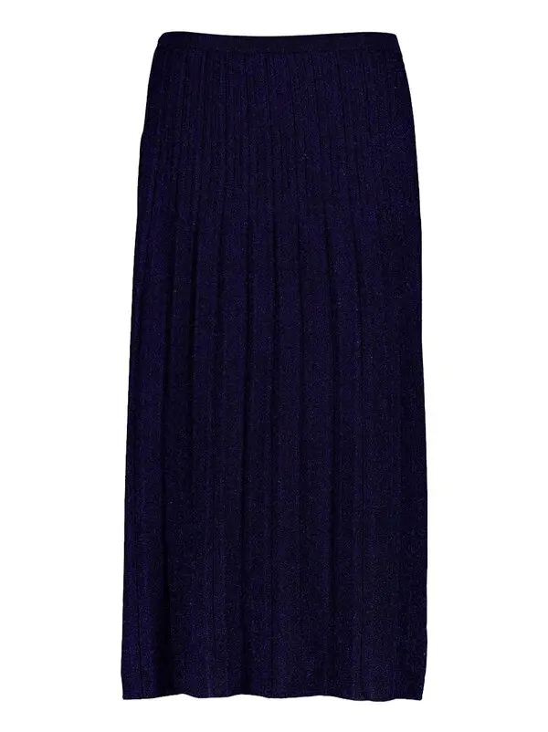 Zimmermann Pleated Lurex Ribbed Midi Skirt - Blue