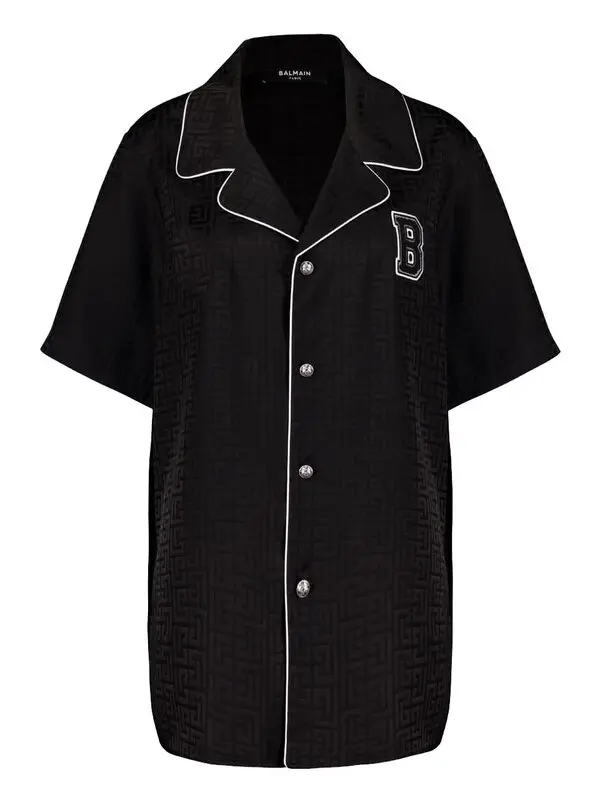 Balmain Varsity Jacquard Pyjama Shirt - Black