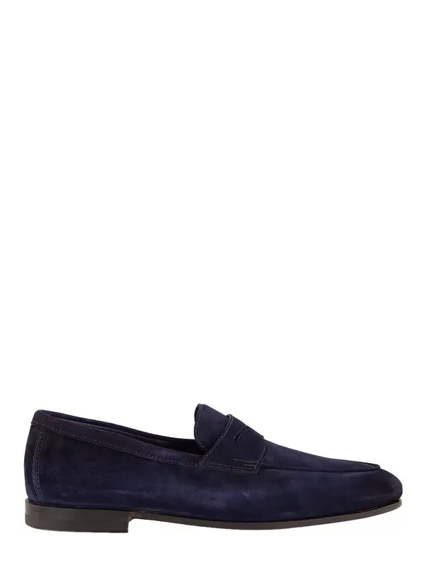 Santoni Suede Penny Loafers - Blue