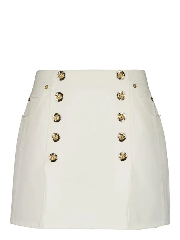 Balmain Cotton Canvas Mini Skirt - White