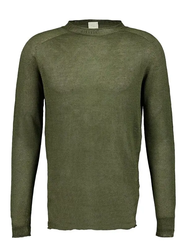 120% Lino Linen Long Sleeve Sweater - Green