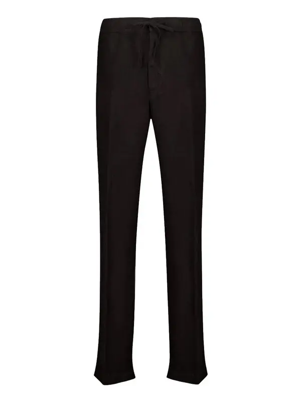 120% Lino Casual Fit Linen Pants - Black