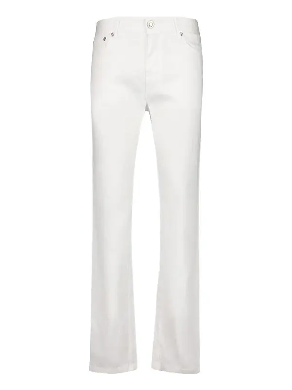 120% Lino Slim-fit Linen Cotton Blend Trousers - White