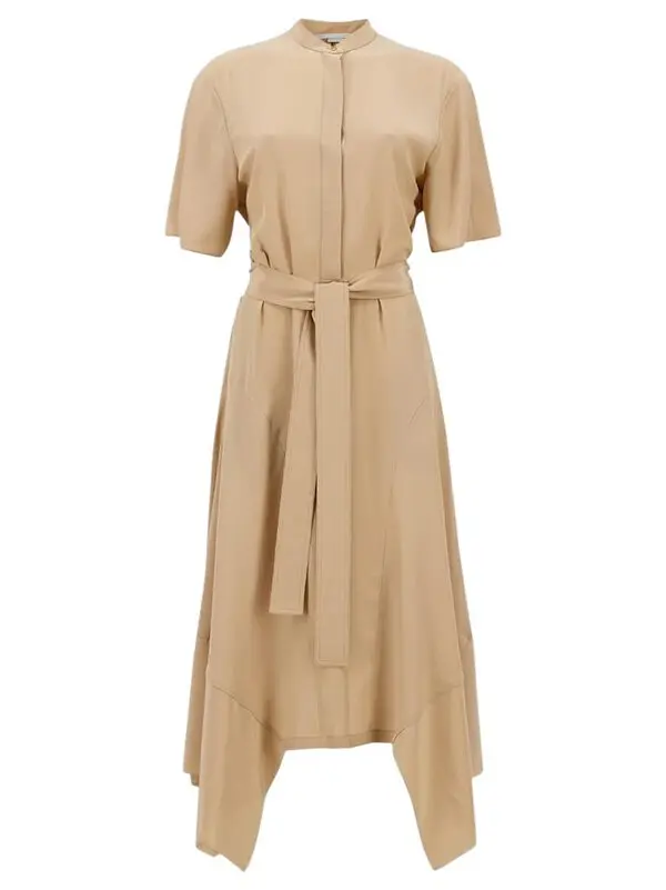 Stella McCartney Silk Crêpe De Chine Shirt Dress - Beige