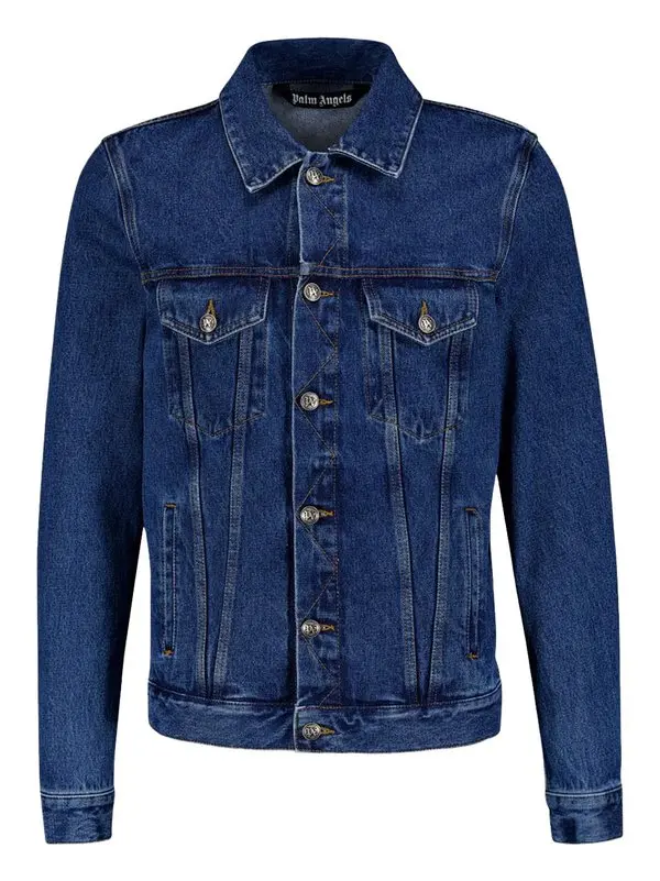 Palm Angels Embossed Monogram Denim Jacket - Blue